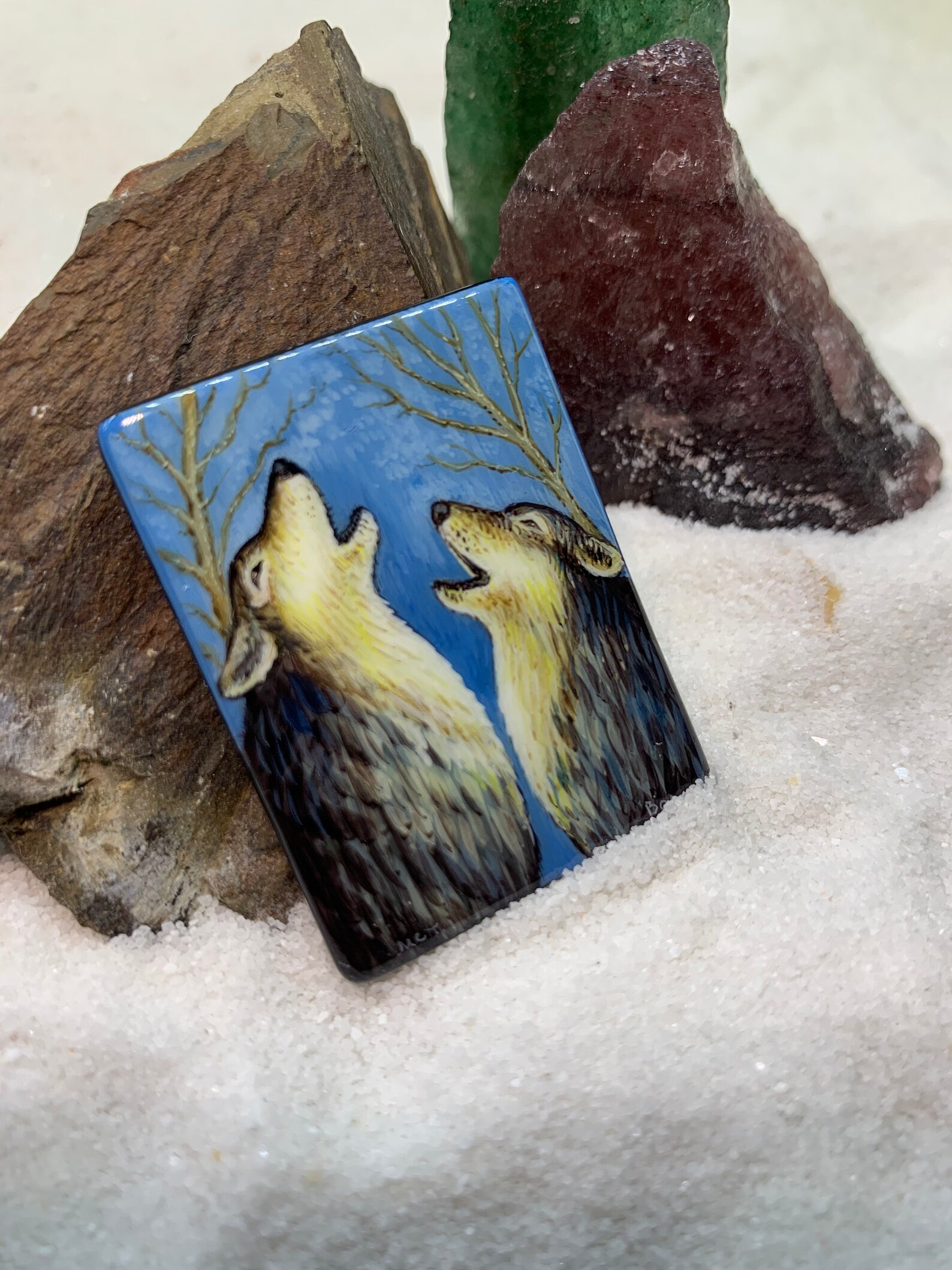 Hand Painted Wolf Bead Animal Bead Russian Lacquer Fine - Etsy