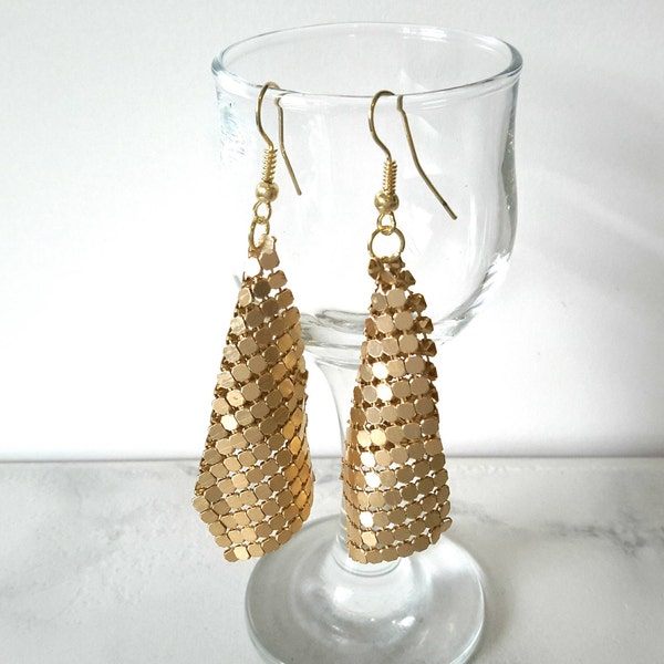 Gold Mesh Earrings - Etsy