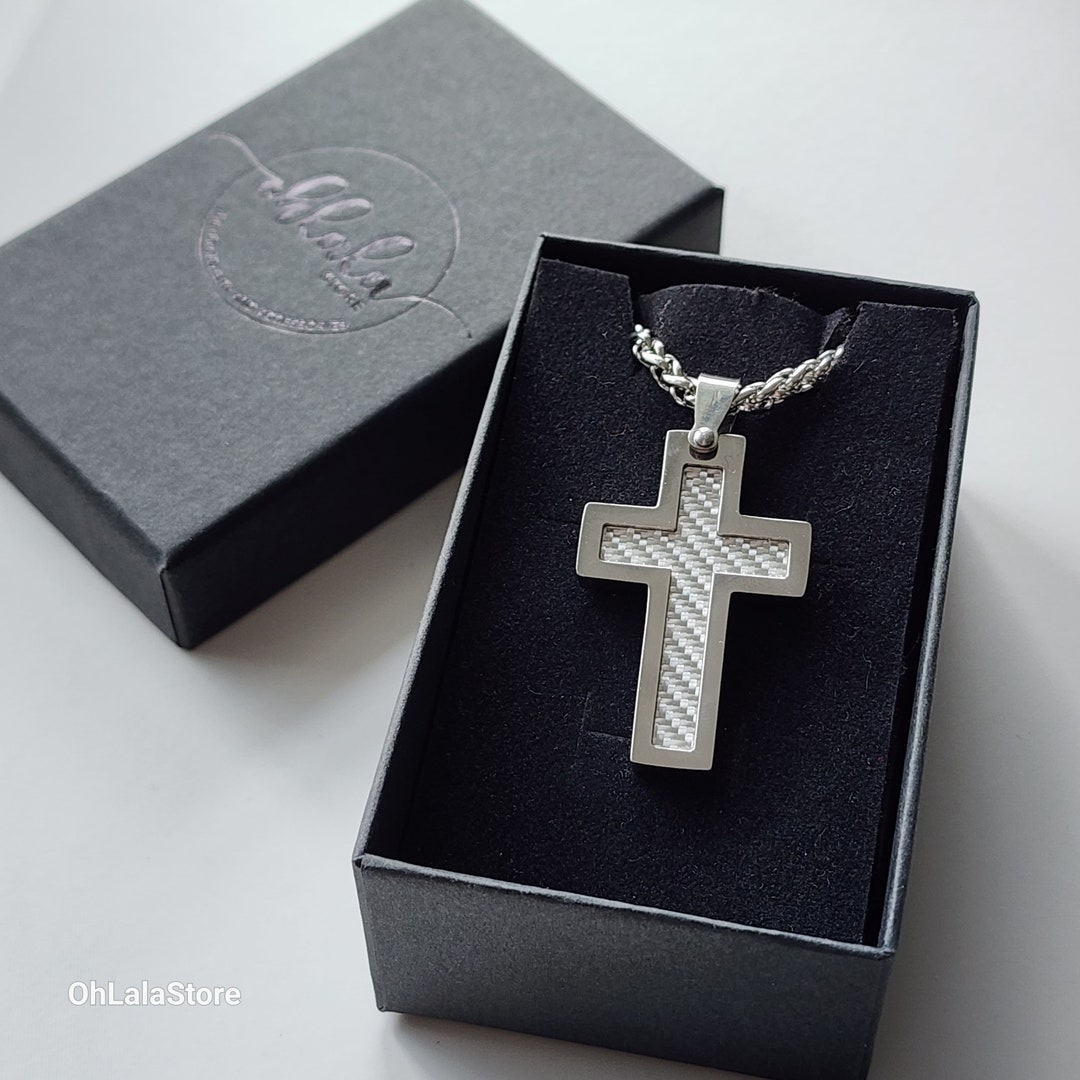 Personalized Men Necklace, Titanium Cross Men Necklace, Engraved Men ...