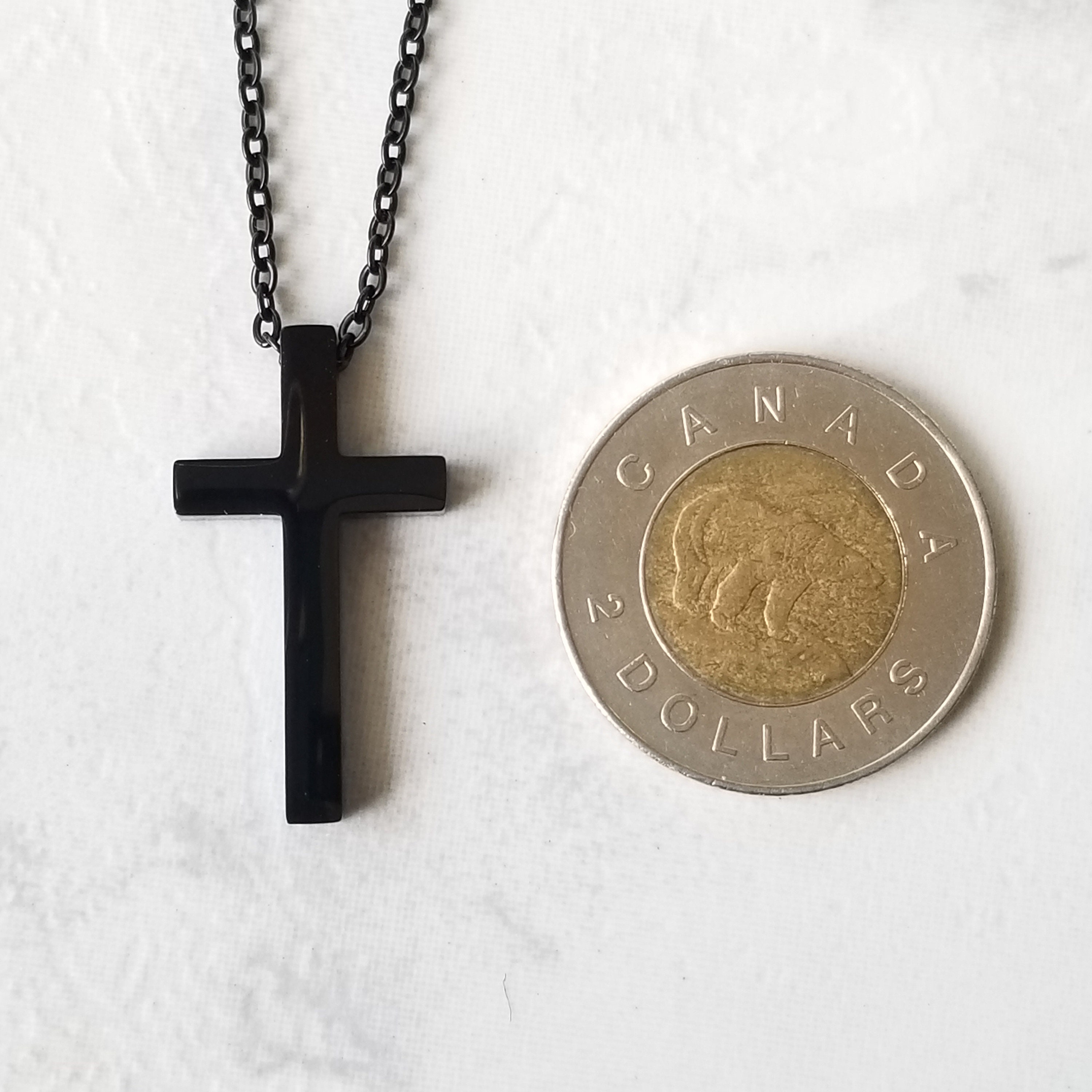 Simple Black Cross Necklace, Personalized Engraved Necklace - Etsy