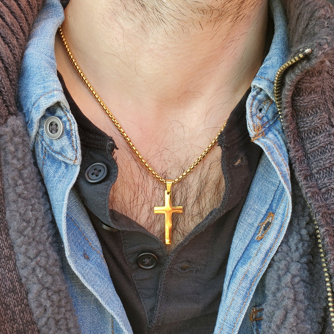 Personalized Gold Cross Necklace, Customized Gift for Him - Etsy