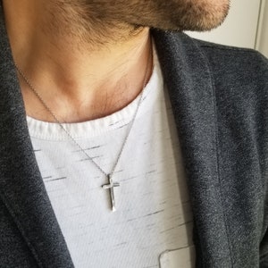 Simple Small Cross Necklace, Minimalist Personalized Engraved Pendant ...