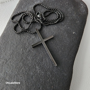 Engraved Black Cross Necklace, Personalized Gift for Him - Etsy