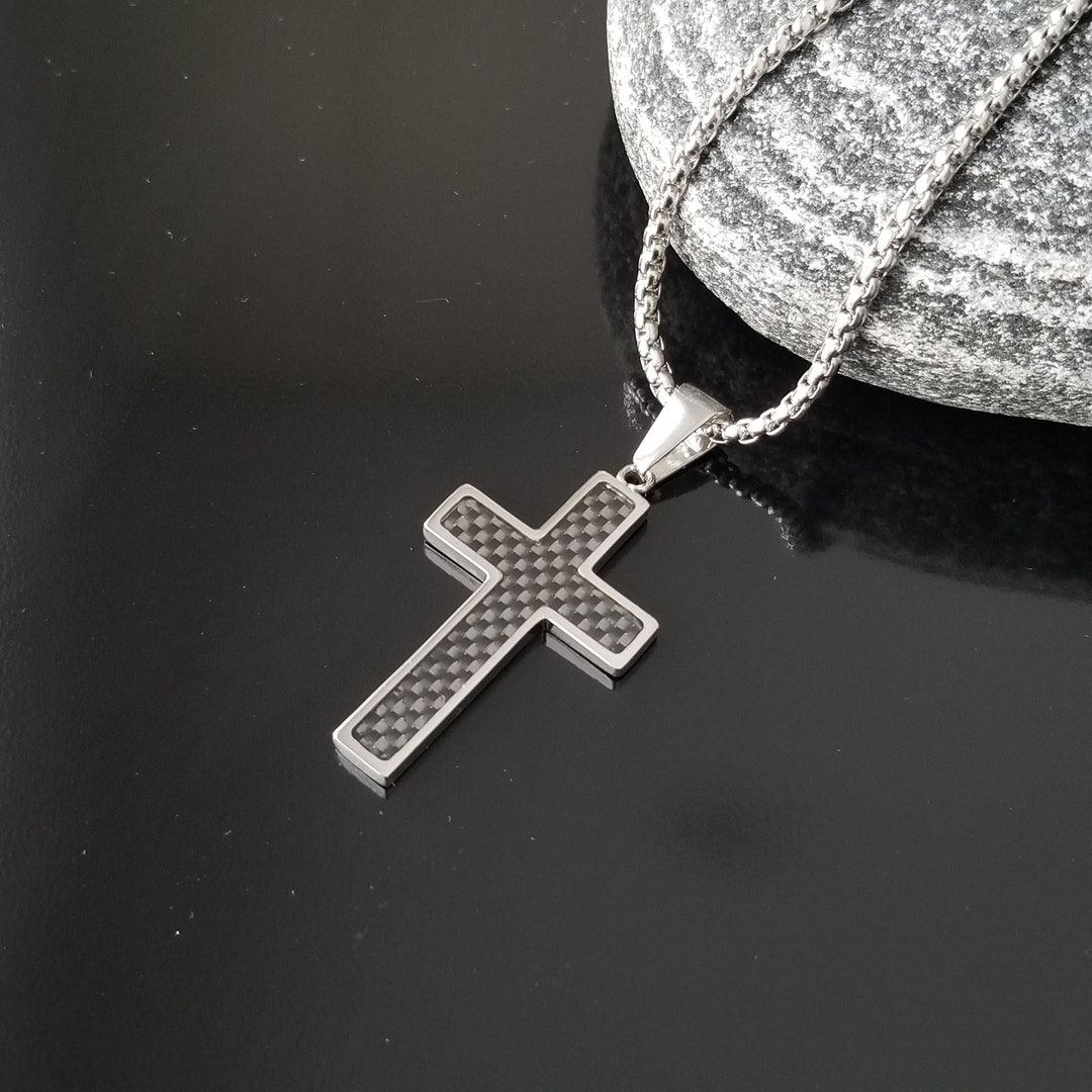 Stainless Steel Men Cross Necklace, Gift for Him - Etsy