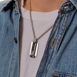 Personalized Men Necklace, Secret Message Pendant Necklace, Gift for ...