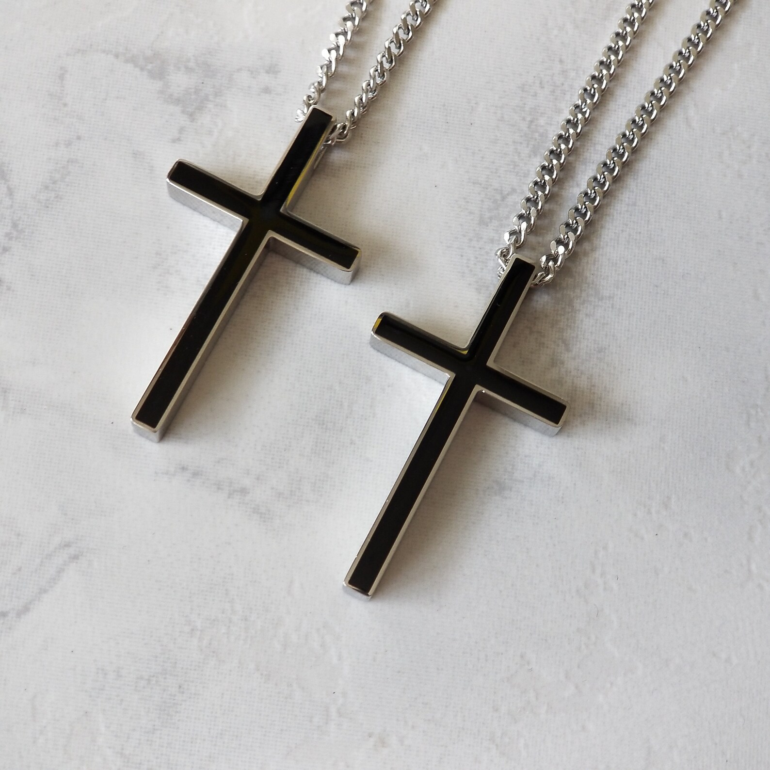 Silver Engraved Cross Necklace Personalized Men Gift - Etsy