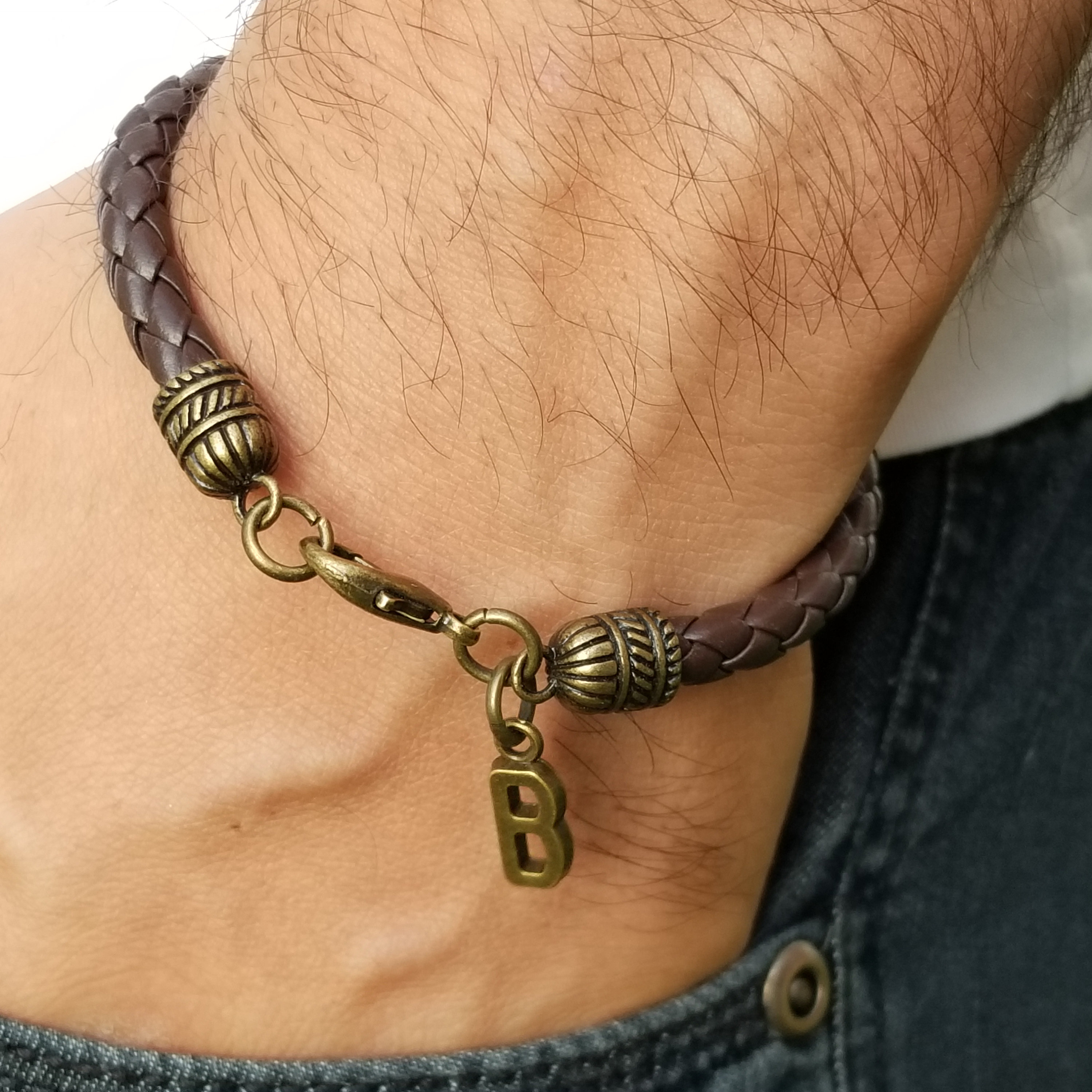 Initial Bracelet, Mens Leather Bracelets, Personalized Bracelet, Custom ...