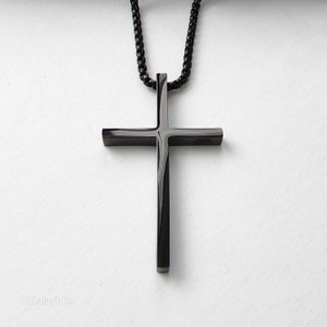 Engraved Black Cross Necklace, Personalized Gift for Him - Etsy