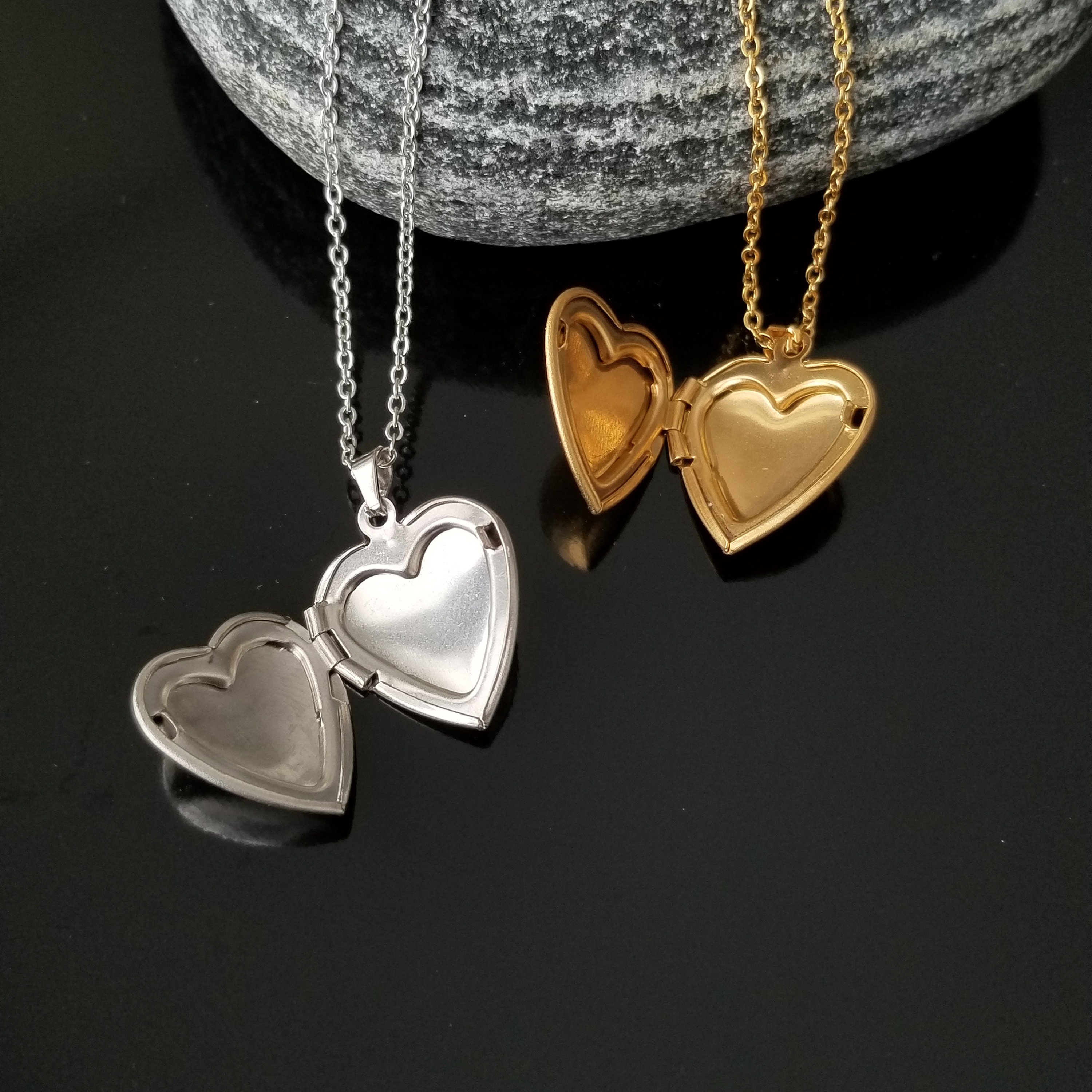 Engraved Heart Locket Necklace Photo Women Necklace | Etsy