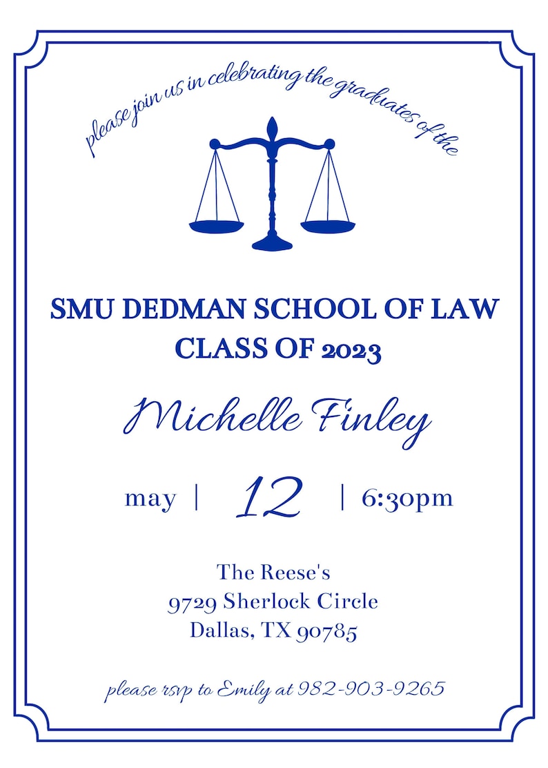 Law School Graduation Invitation Editable Template Digital Instant ...