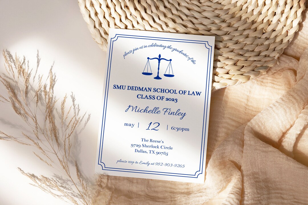 Law School Graduation Invitation Editable Template Digital Instant ...