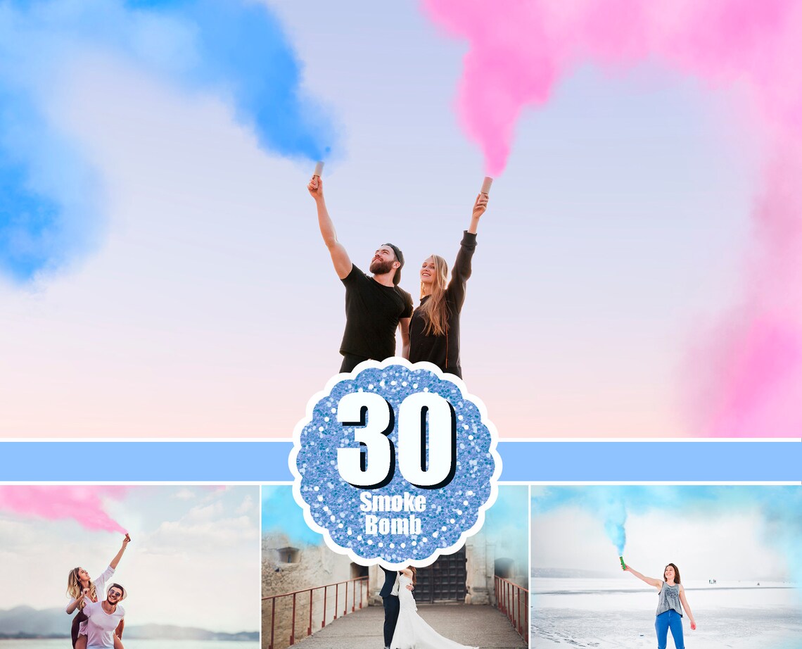 30 Blue and Pink Smoke Bomb Overlays Colorful Smoke Fog - Etsy