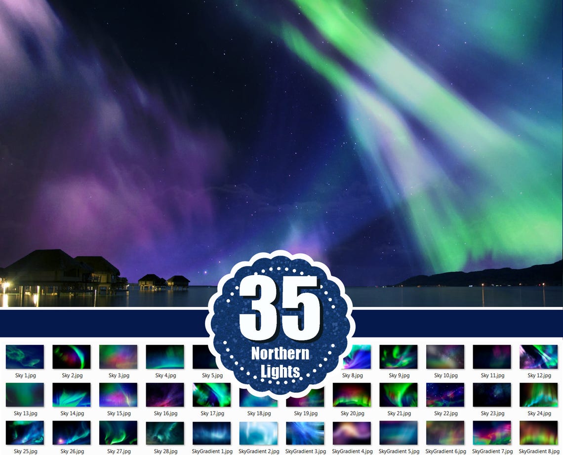 35 Northern lights Photo Overlays Photoshop Overlays | Etsy
