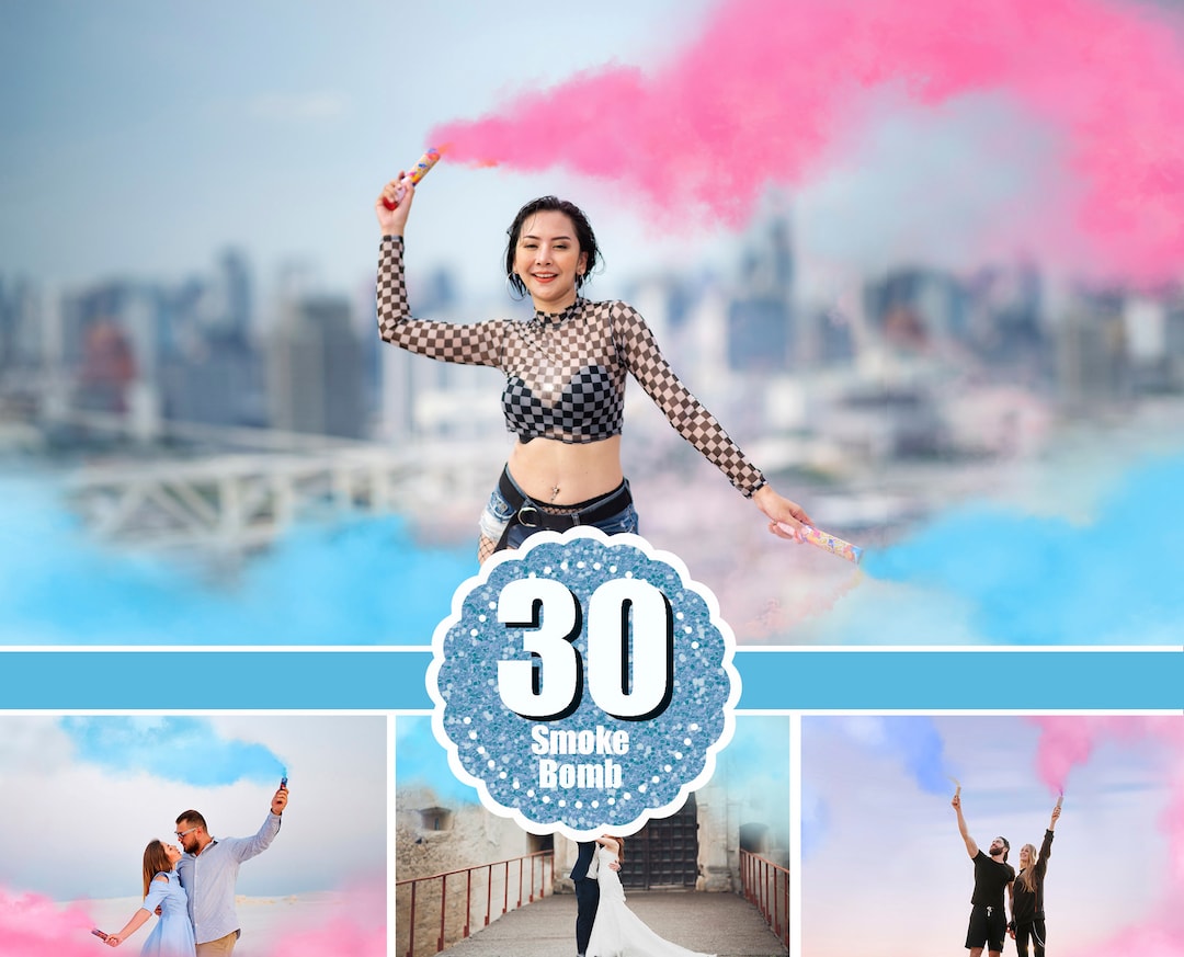 30 Blue and Pink Smoke Bomb Overlays, Colorful Smoke Fog, Photo ...