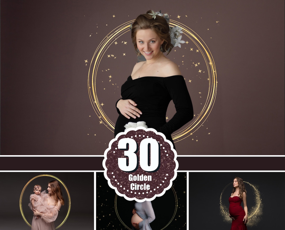 30 Golden Circle Overlays, Maternity Rings, Gold Ring Circles, Shine ...