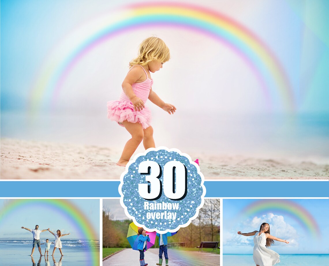 30 Rainbow Overlays Realistic Rainbow Sky Photoshop Overlay - Etsy