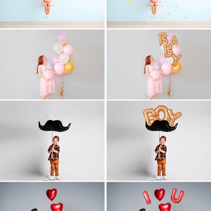 45 Gold Foil Balloons Overlays, Alphabet Number Balloons Overlay, Heart ...