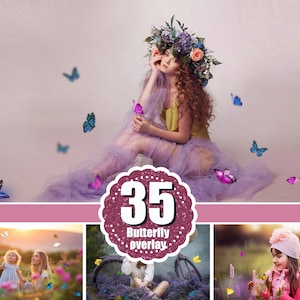 35 Color Mix Butterfly Photoshop Overlays, Photography Overlays ...