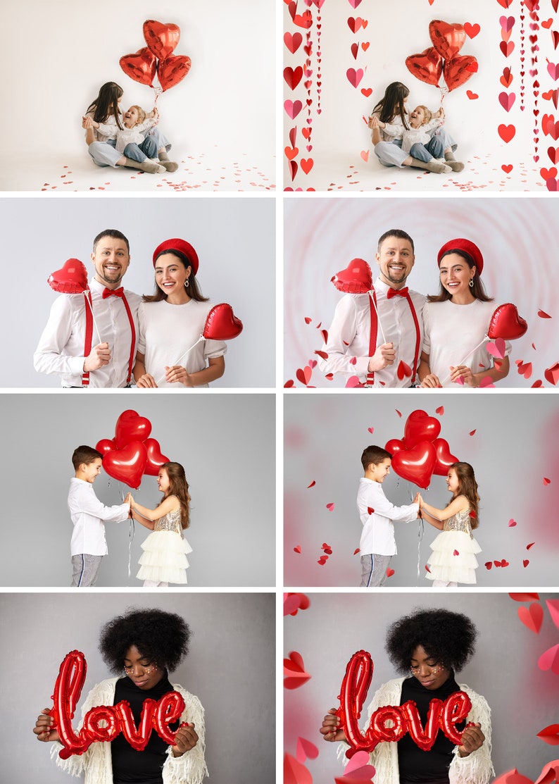 35 Paper Red Heart Valentines Day Photo Overlays Blowing - Etsy