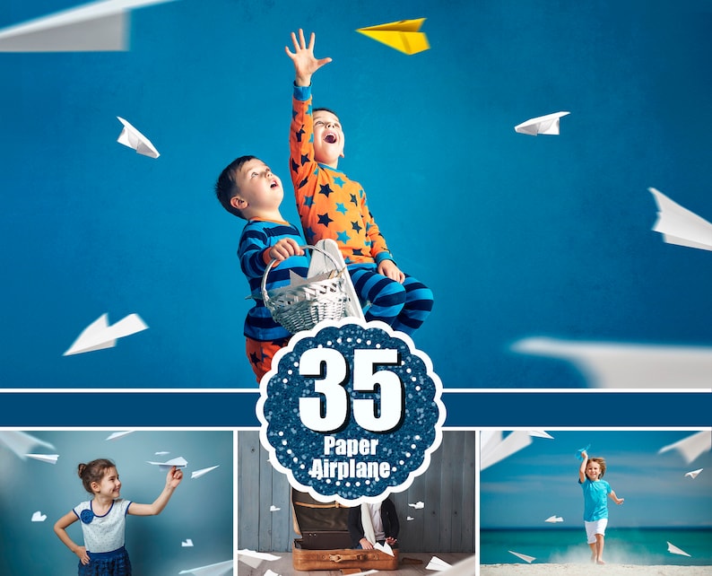 35 Paper Airplane Overlays Flying Digital Aeroplanes Flying | Etsy