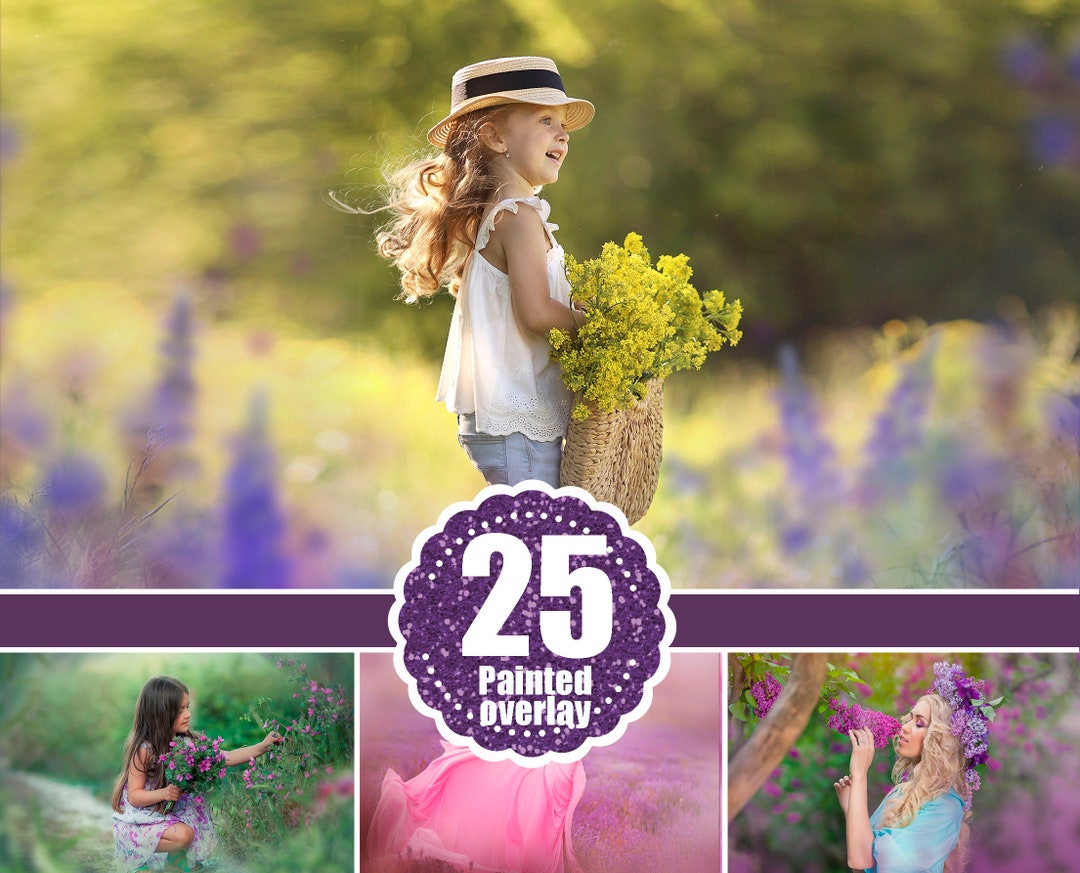 25 Art Flowers Flower Overlays, Summer Overlays, Digital Backdrop ...