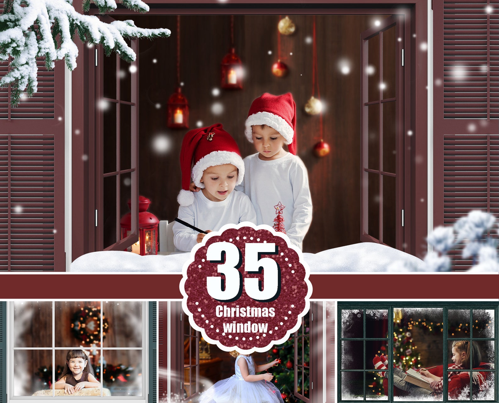 Christmas Window Frame Winter Snow Frozen Magic Holiday - Etsy