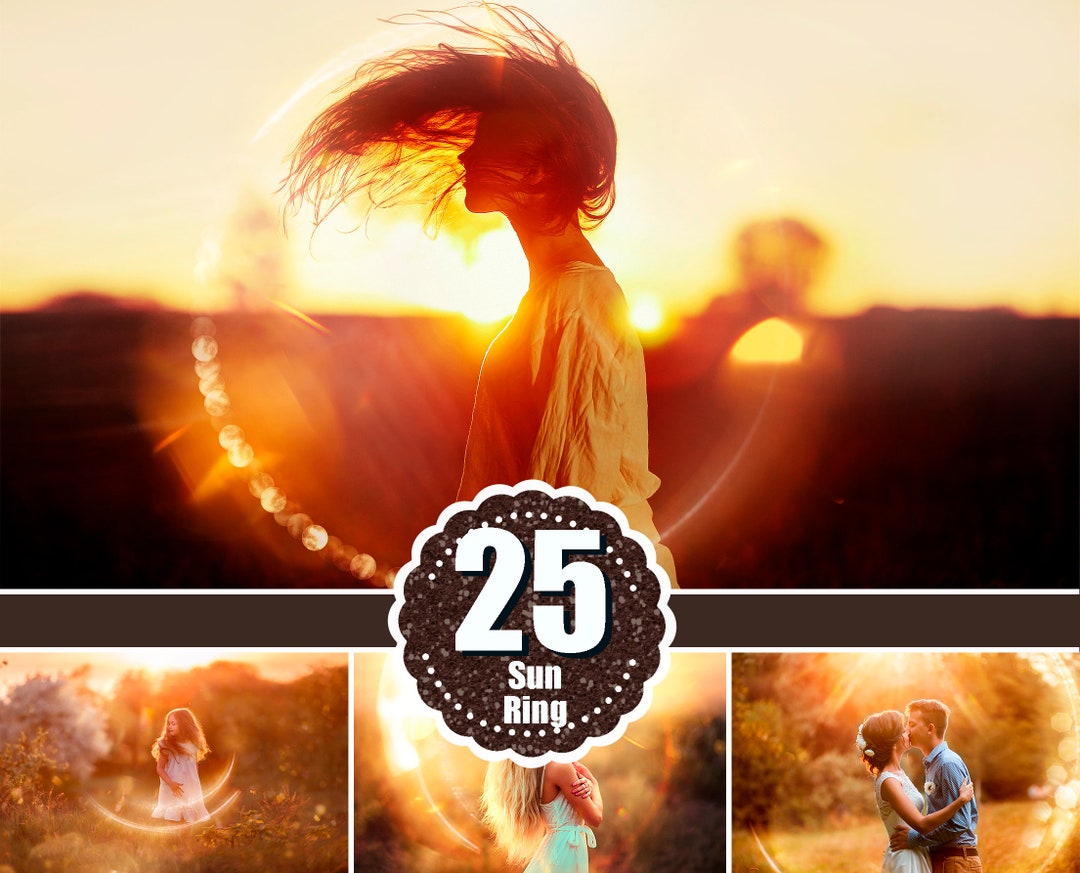25 Ring Lens Flare Overlays, Sunflares, Natural Sun Light Effects ...