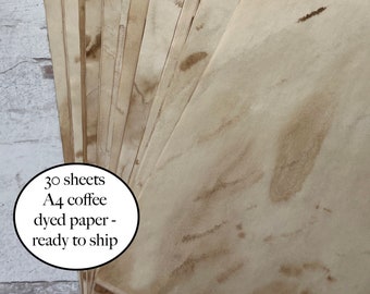 25 Sheets of Coffee Dyed and Stained 9 X 4.5 Coffee Dyed Paper From a ...