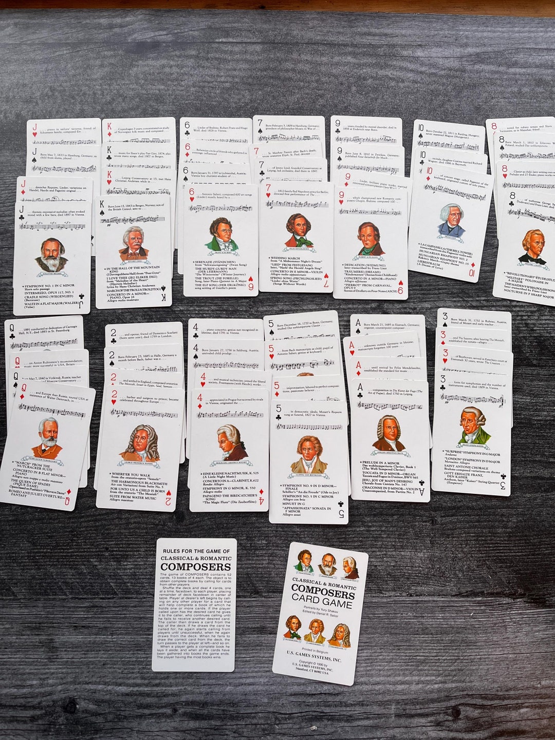 Deck of Classic & Romantic Composers Card Game Missing 10 of Hearts for ...