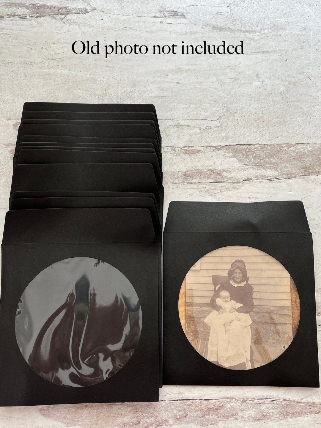 20 Black Paper CD / DVD Envelopes W/ Round Window Junk Journal Card ...