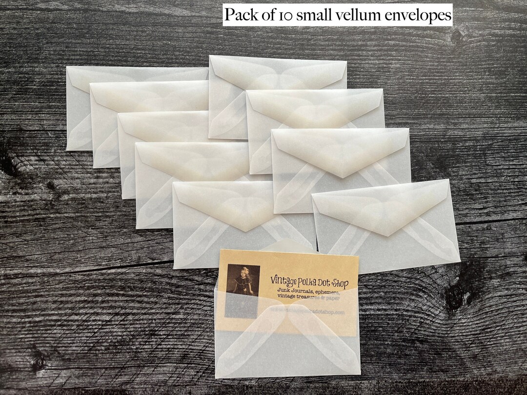 10 Small Translucent Vellum Envelopes 3.5 Inches by 2 1/8 Inches Junk ...