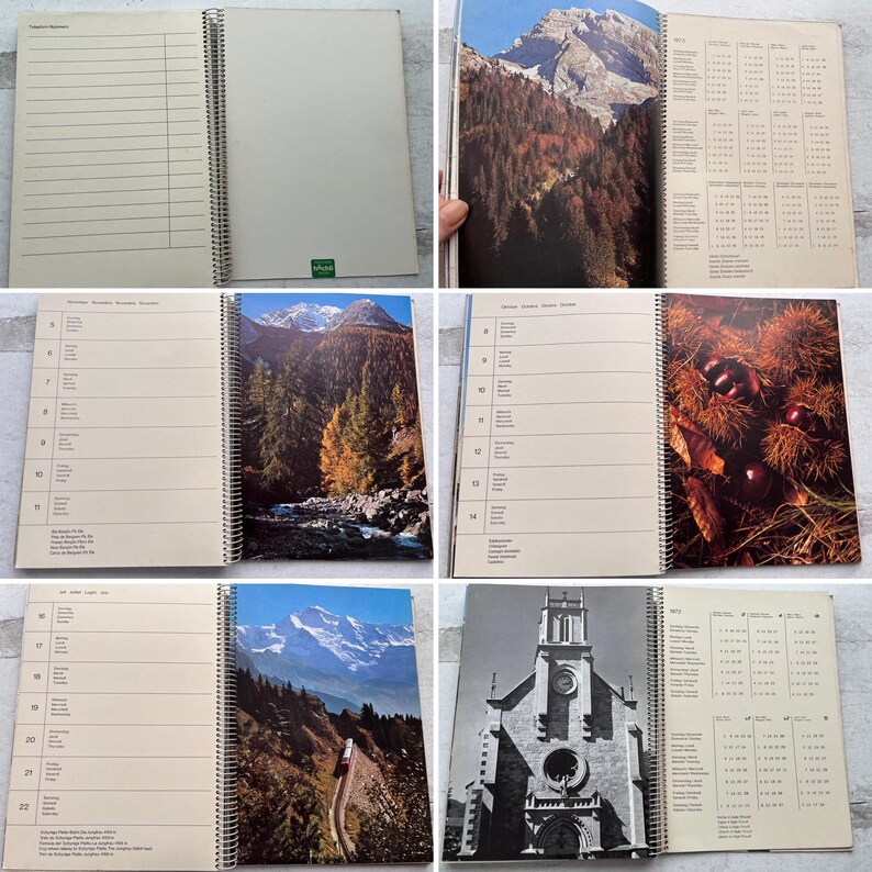 Set of 2 Vintage 1970's Desk Calendars / Planners Blank Switzerland ...