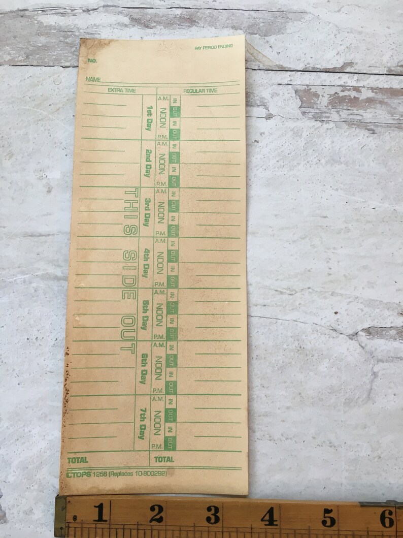 12 Coffee and Dyed & Stained One Sided Time Cards Green Printing ...