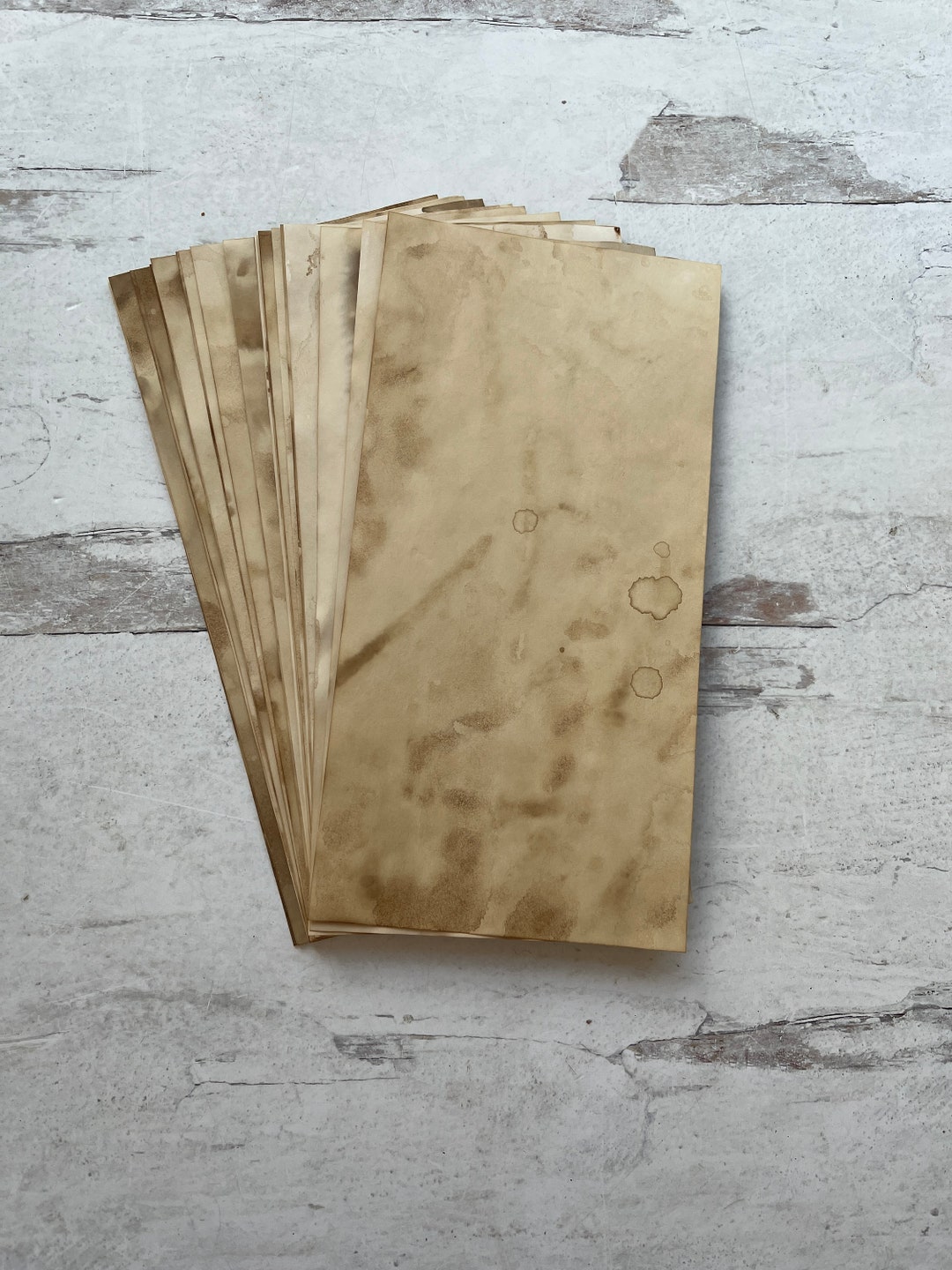 25 Sheets of Coffee Dyed and Stained 9 X 4.5 Coffee Dyed Paper From a ...