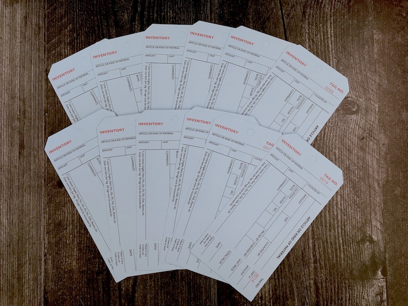 12 Light Blue Inventory Tags Retro Industrial Ephemera - Etsy