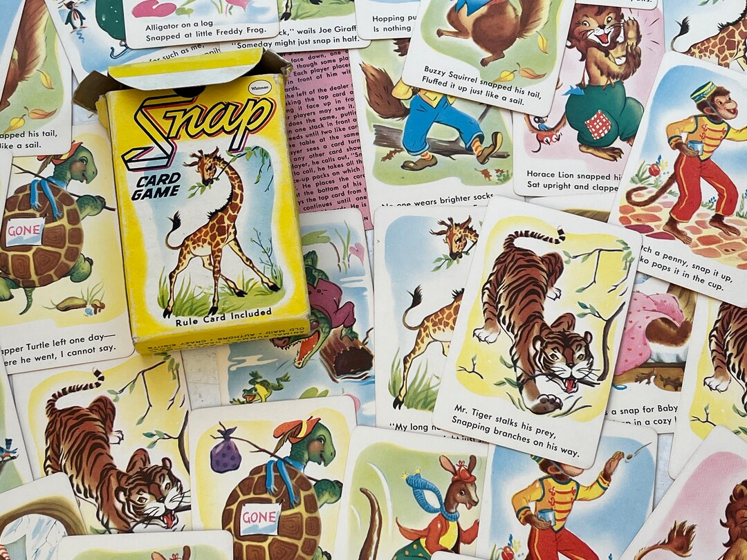 Vintage Snap Card Game MISSING One Card Sweet Retro Animal ...