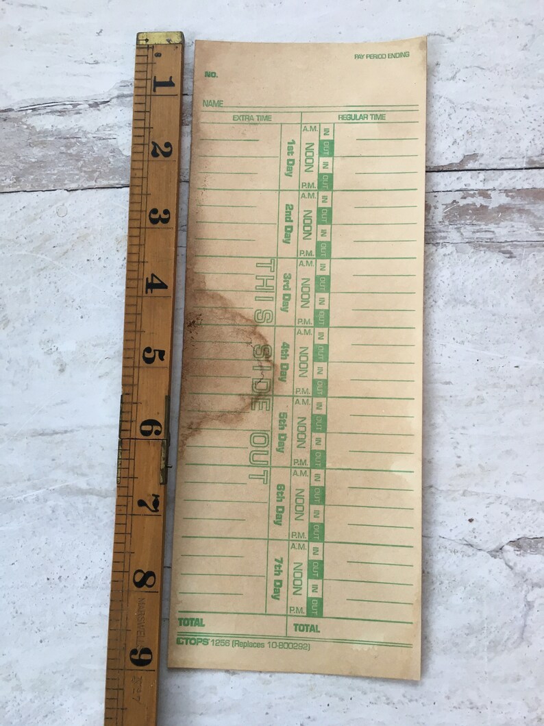 12 Coffee and Dyed & Stained One Sided Time Cards Green Printing ...