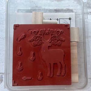 Christmas Deer 7 Piece Wood Mounted Stamp Set by Stampin' up Unused ...