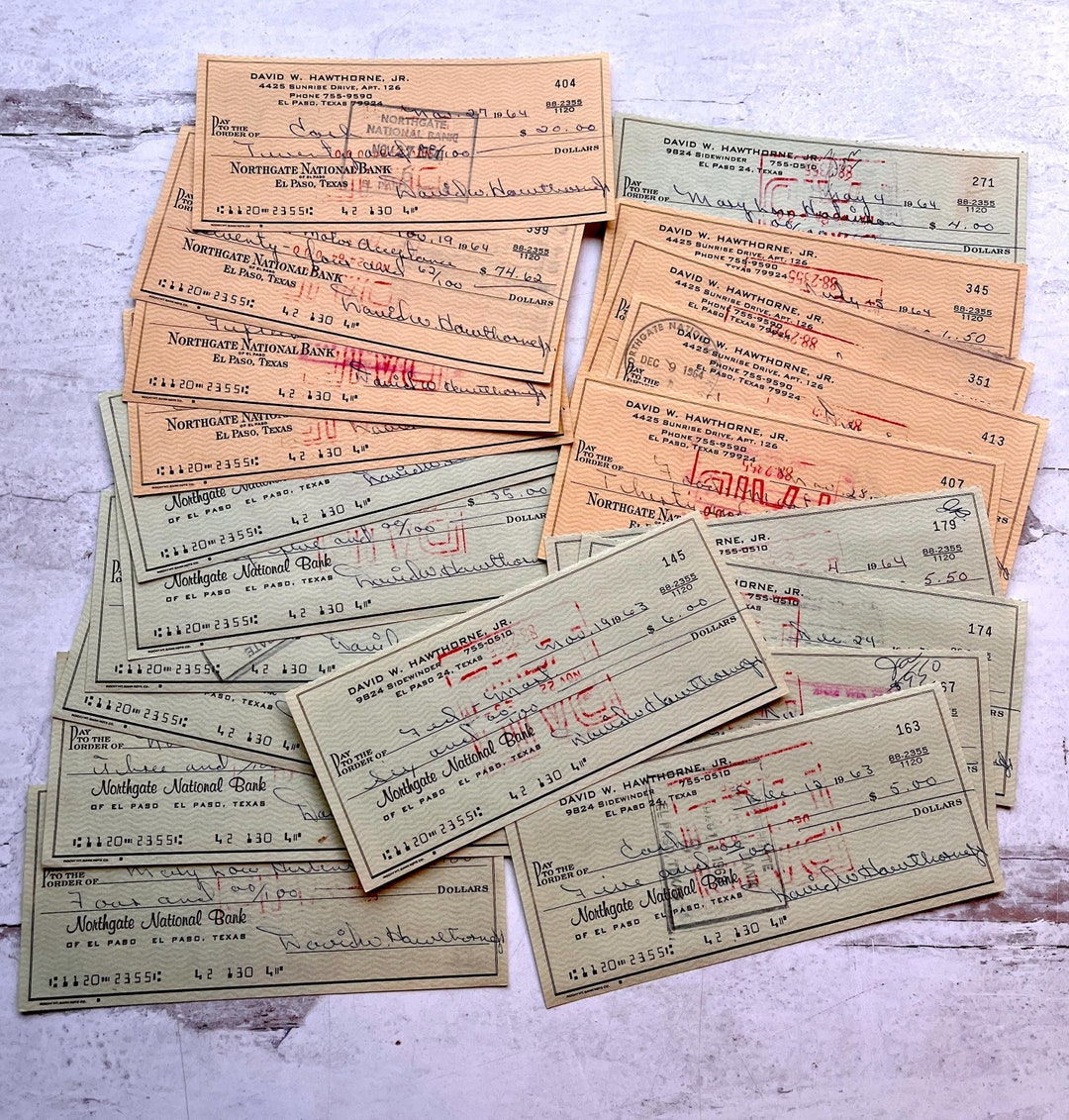 20 Vintage Canceled Checks From the 1960's for Junk Journal Ephemera ...