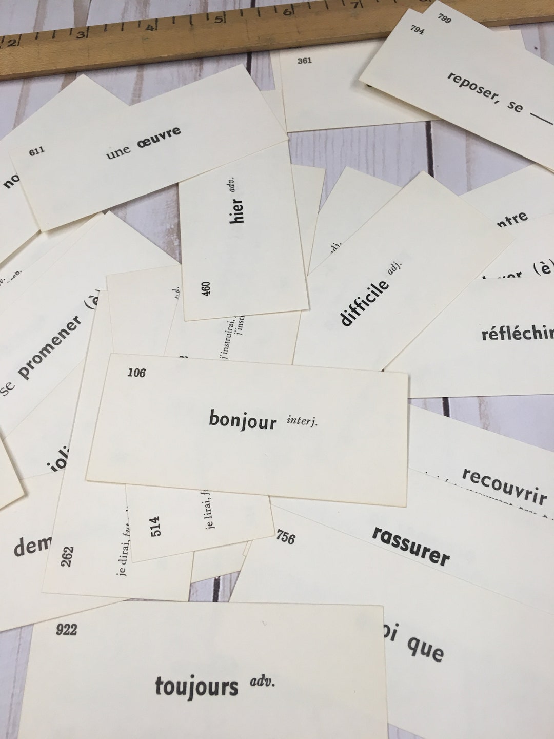 30 Vintage French Flash Cards 1960's Random Assortment 3.5 X 1.5 ...