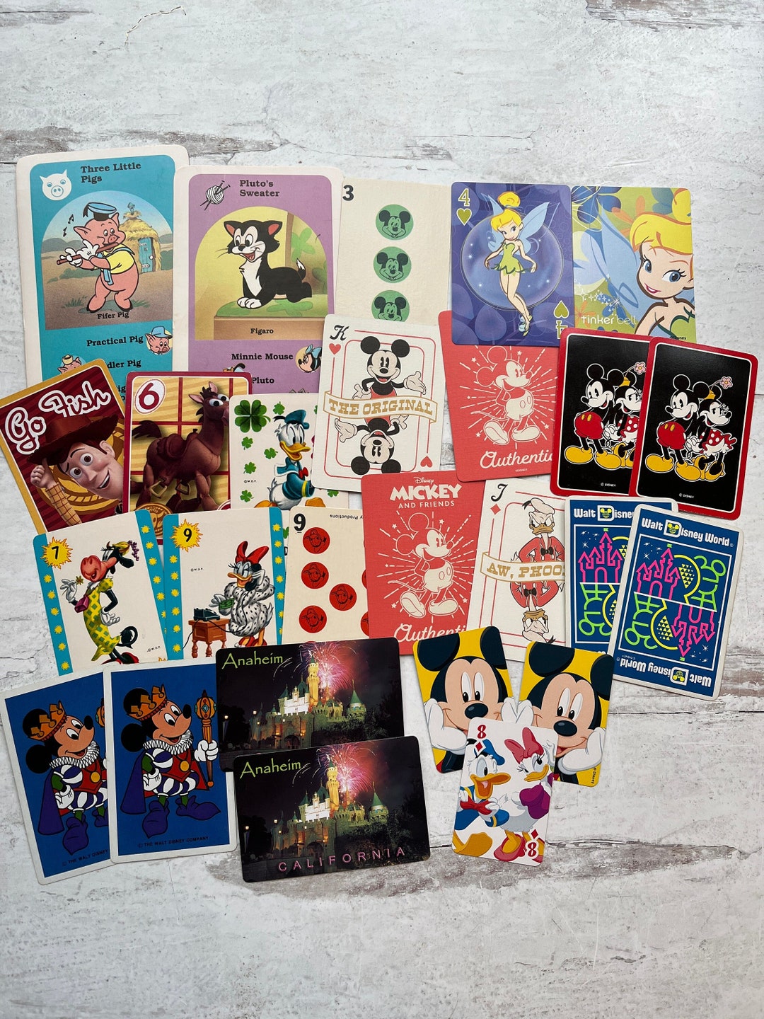 A Variety Pack of 25 Disney Themed Playing and Game Cards Most Vintage ...