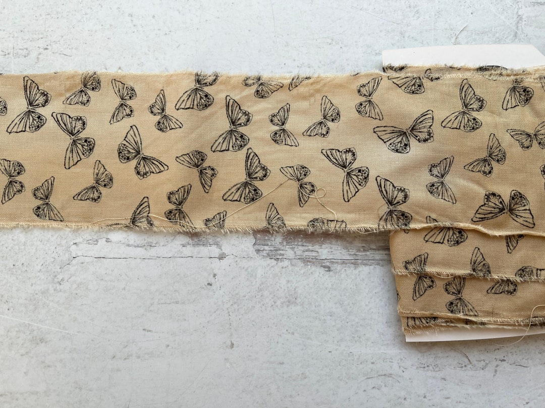 3 Yards of Coffee Stained and Dyed Quilter's Cotton Fabric Ribbon Line ...