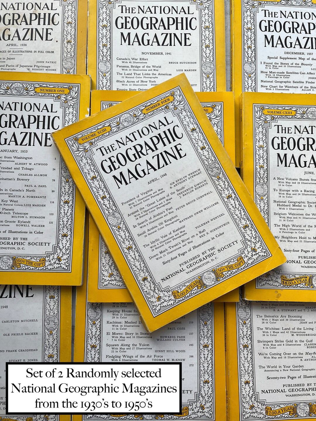 Set of 2 Randomly Selected Vintage National Geographic Magazines From ...