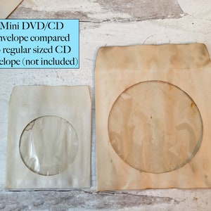 10 Small Coffee Dyed Stained Mini Paper CD/DVD Envelopes With Plastic ...