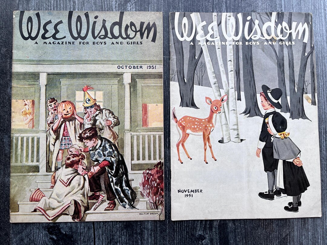 Wee Wisdom October and November 1951 Halloween and Thanksgiving Issues ...