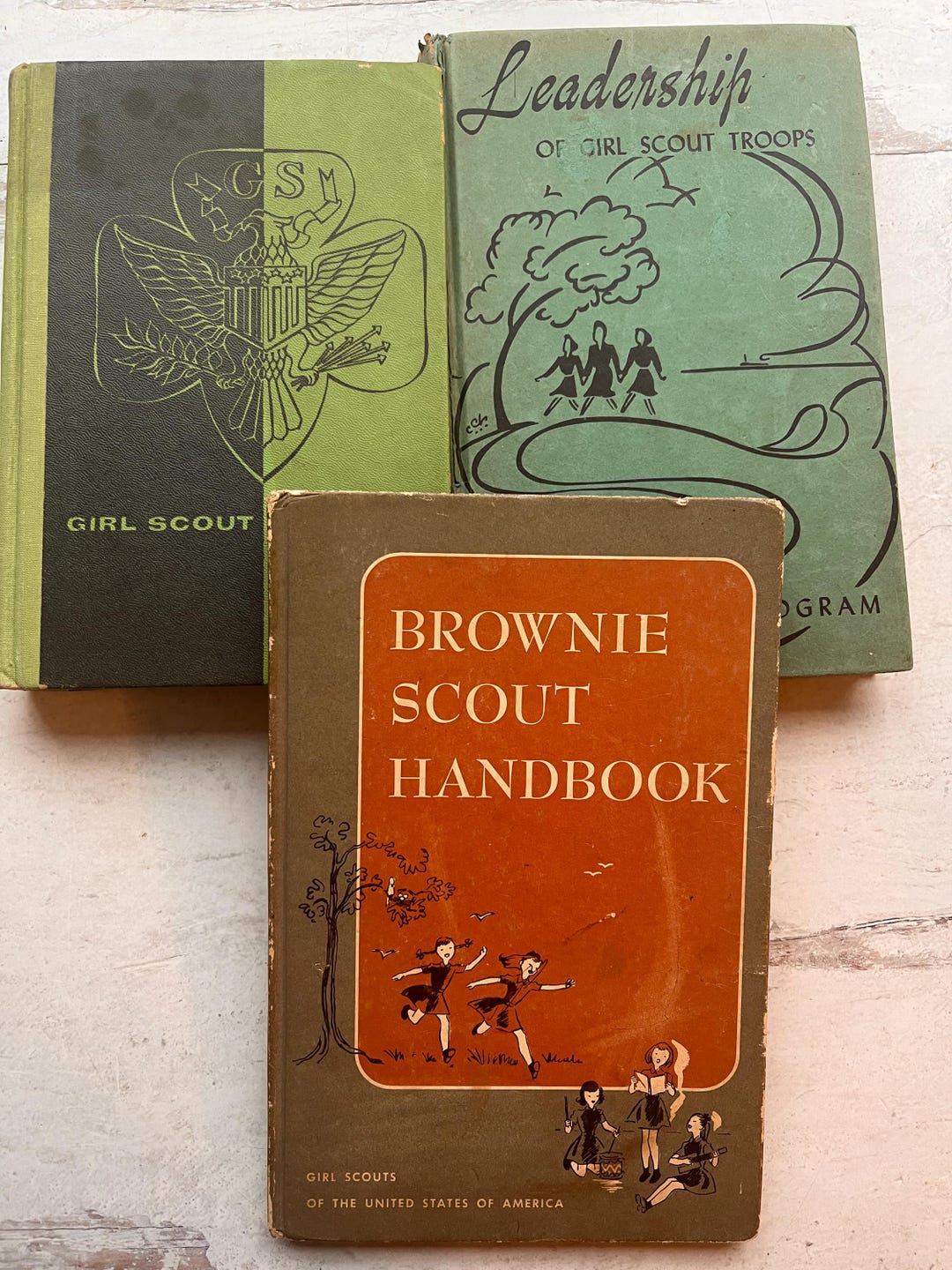 Set of 3 Vintage Girl Scout / Brownie Books DE-STASH 1950's With Wear ...