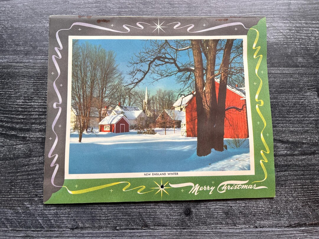 1949 Merrimack Farmer's Exchange Paper Calendar W/ Rusted Staples and ...