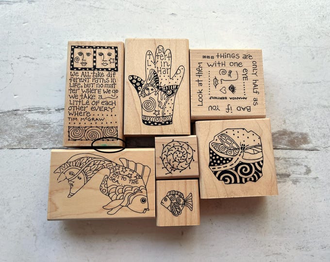 Lot of 7 Paula Best Wood Mounted Rubber Stamps Pre-owned Good Condition ...