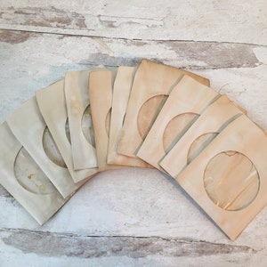 10 Small Coffee Dyed Stained Mini Paper CD/DVD Envelopes With Plastic ...