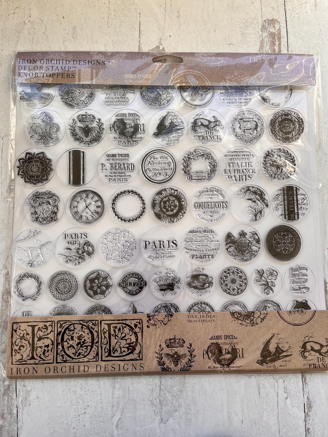 DE-STASH IOD Decor Stamps Knob Toppers 2 Different Sizes Round Stamps ...